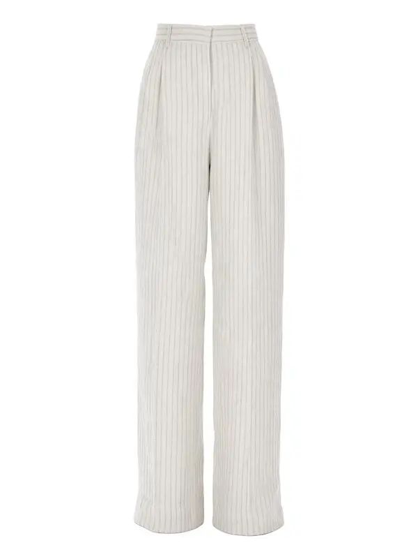 Max Mara Tailored Straight Leg Linen Pants - White