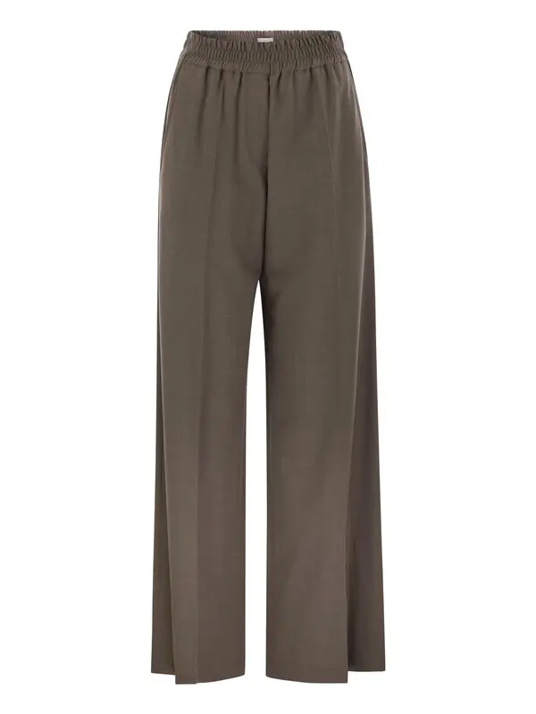 Brunello Cucinelli Tropical Luxury Wool Loose Trousers - Multicolor