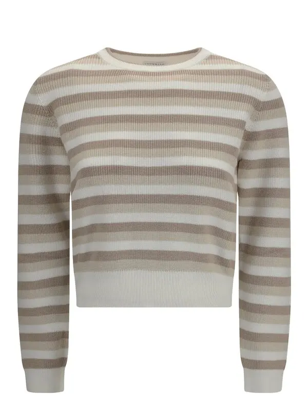 Brunello Cucinelli Ribbed Striped Cotton Sweater - Multicolor