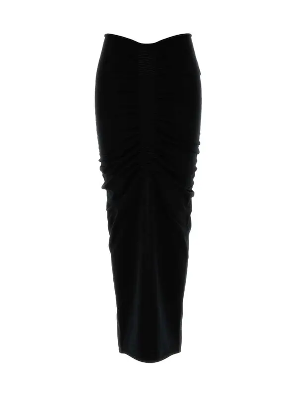 Alexander Wang Stretch Cupro Blend Ruched Skirt - Black