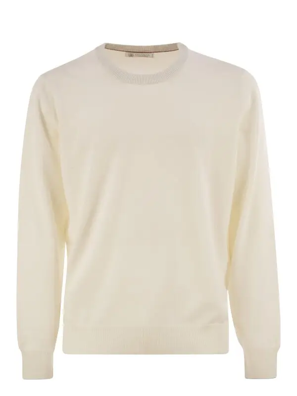 Brunello Cucinelli Pure Cashmere Crew Neck Sweater - Cream