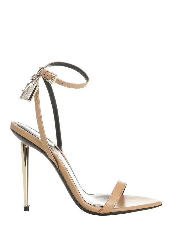 TOM FORD Padlock Leather Stiletto Sandals - Brown