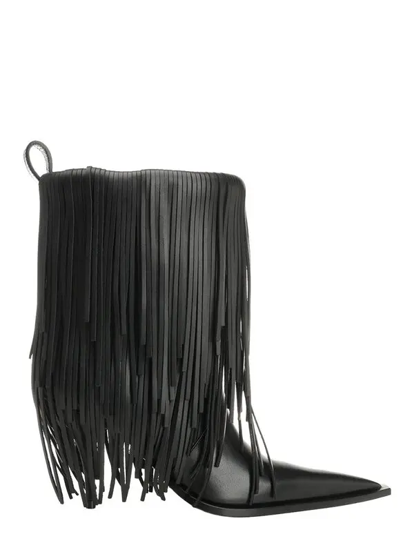 Balenciaga Avenue Fringe Ankle Boots - Black
