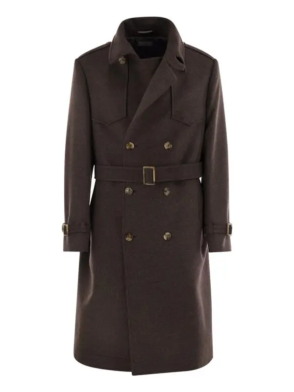 Brunello Cucinelli Wool Trench Coat - Brown