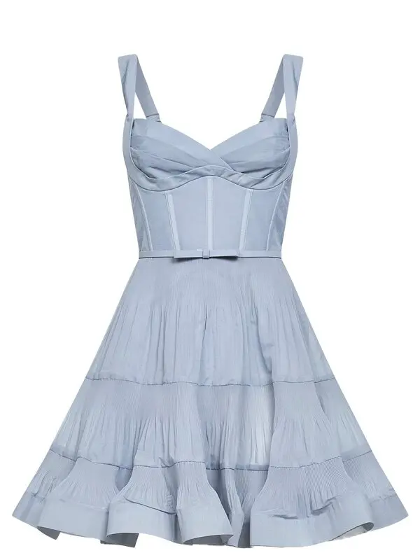 Zimmermann Steel Blue Pleated Mini Dress - Multicolor