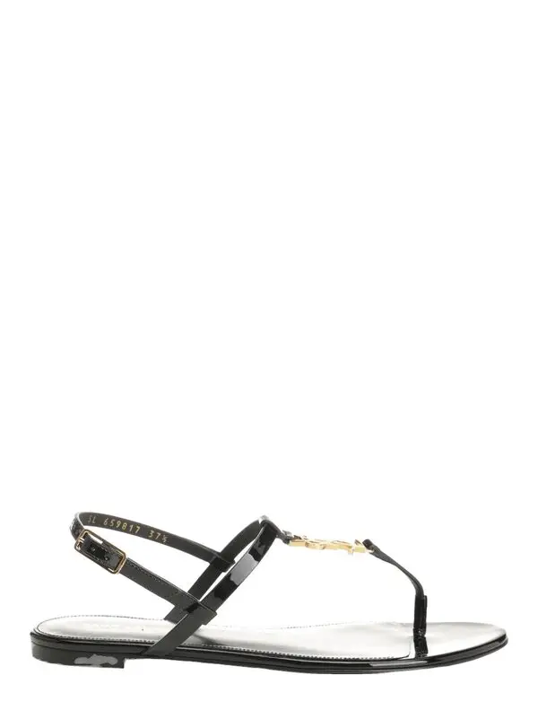 Saint Laurent Cassandra Flat Sandals - Black
