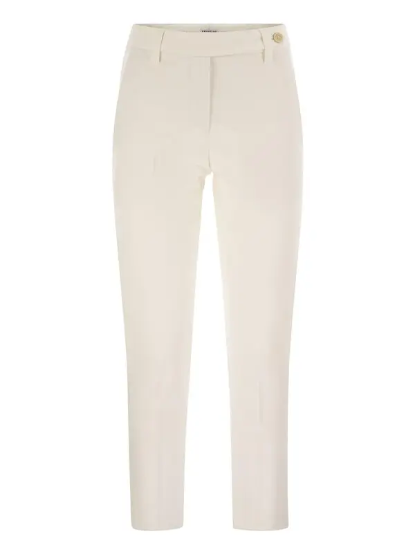 Brunello Cucinelli Cigarette Trousers In Stretch Cotton Twill - White