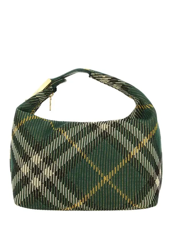 Burberry Green Plaid Patterned Hobo Bag - Multicolor