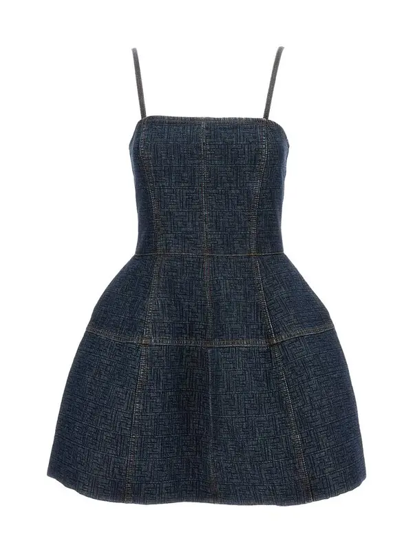 Fendi Ff Monogram Denim Dress - Multicolor
