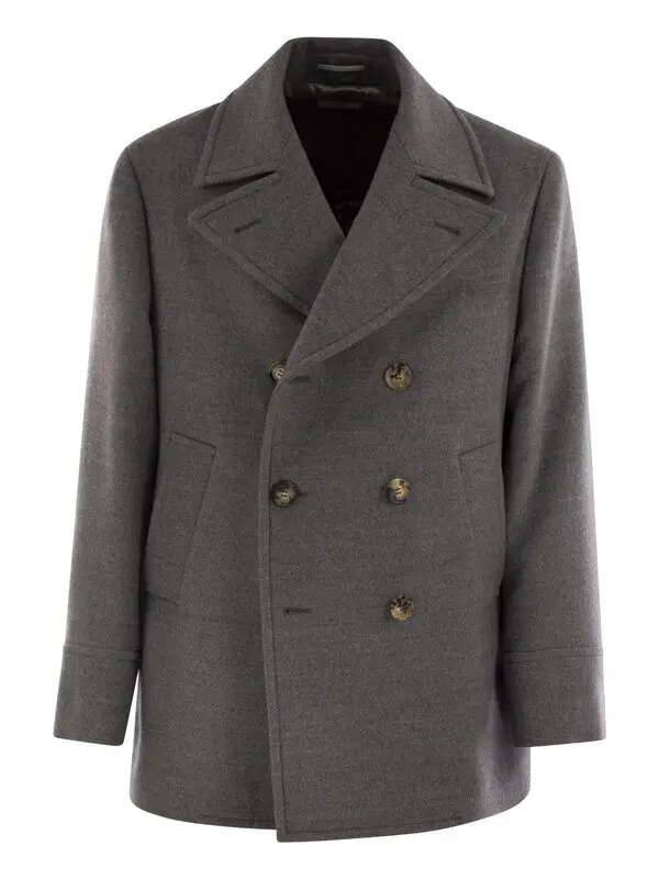 Brunello Cucinelli One-and-a-half-breasted Wool Coat - Gray