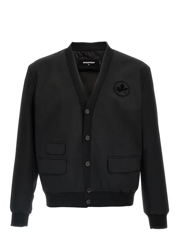 Dsquared2 Worsted Wool Cardigan With Logo Embroidery - Black