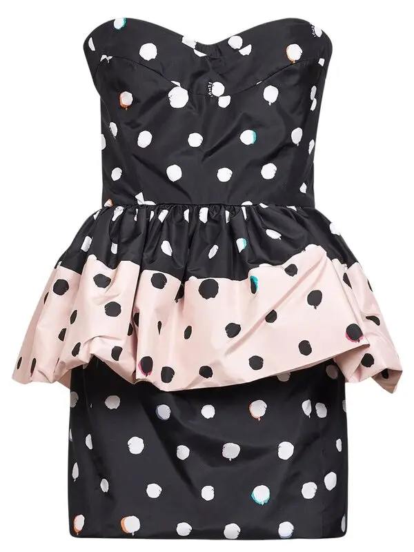 Fendi Black Printed Taffeta Bustier Minidress - Multicolor