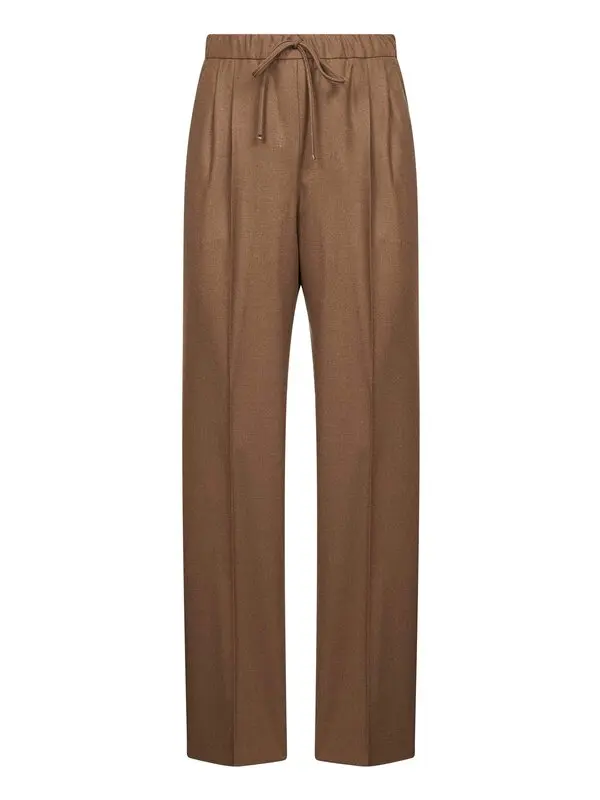 Max Mara Tobacco Stretch Cashmere Gatti Drawstring Trousers - Multicolor