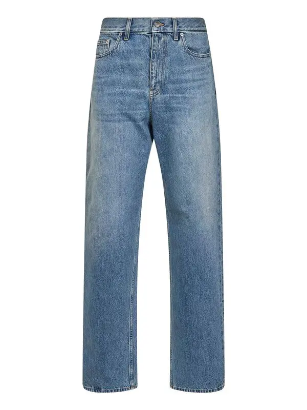 Gucci Washed Cotton Denim Straight Leg Jeans - Multicolor
