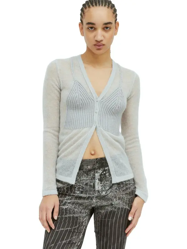 DIESEL® M-arina Lightweight Knit Cardigan With Bralet Panel - Gray