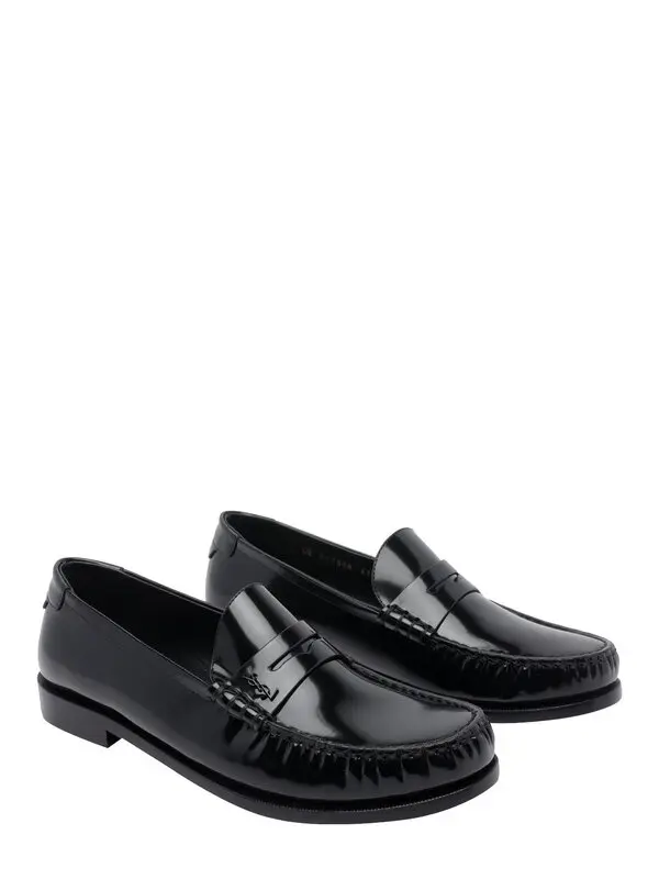 Prada Loafers In Grained Leather - Green