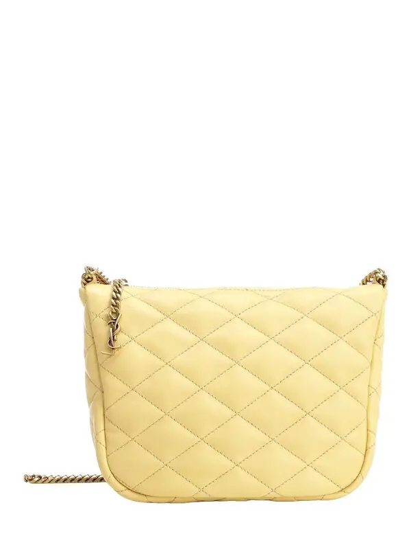Saint Laurent Quilted Leather Bag With Monogram - Yellow