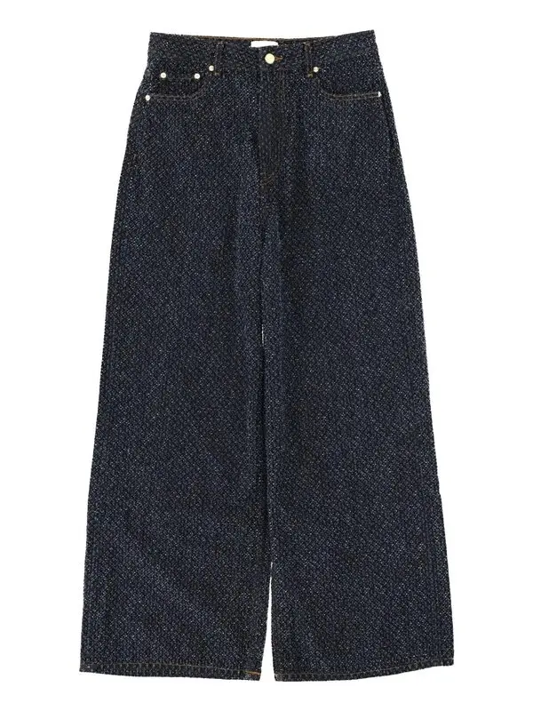 GANNI Tweed Baggy Jeans - Blue