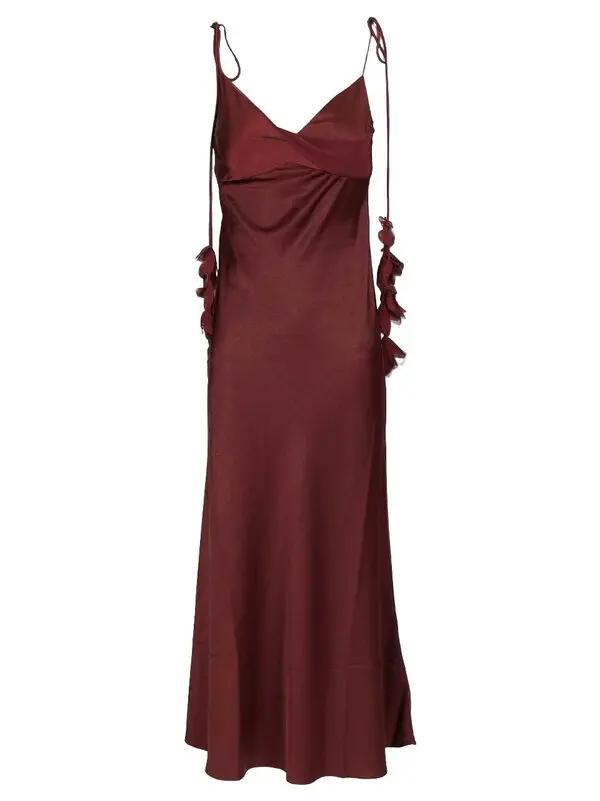 SELF-PORTRAIT Satin Midi Dress With Floral Detail - Multicolor