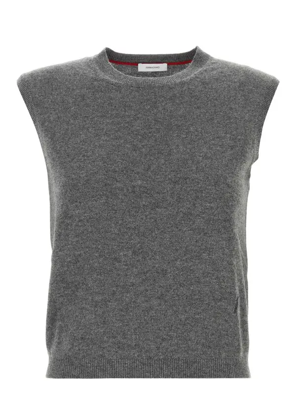 FERRAGAMO Salvatore Grey Stretch Cashmere Blend Vest - Gray