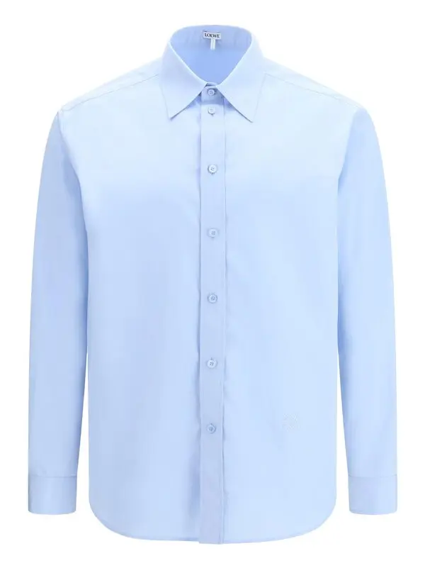 Loewe Classic Cotton Shirt With Embroidered Anagram Logo - Blue