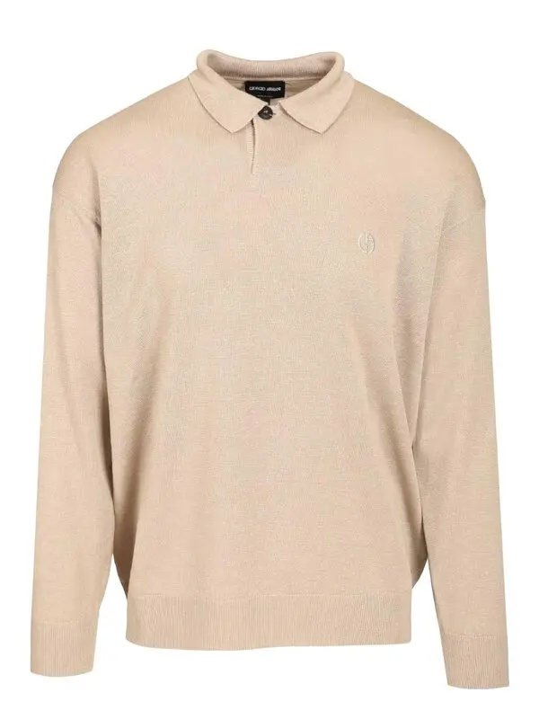 Giorgio Armani Long-sleeved Polo Shirt - Cream
