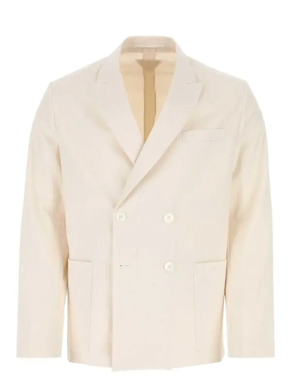 Prada Double Breasted Cotton Blazer - White