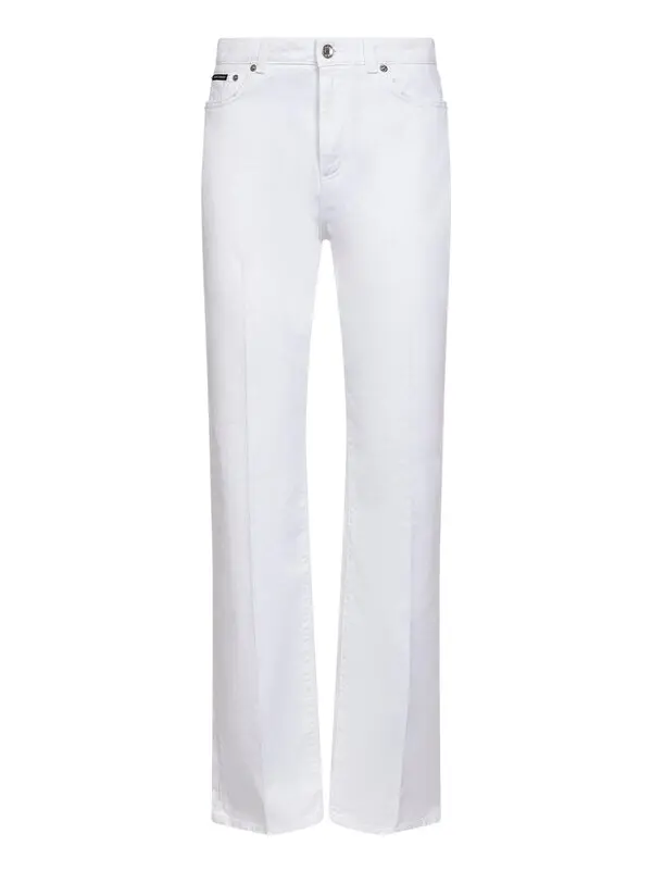 Dolce & Gabbana White Cotton Flared Jeans - Multicolor