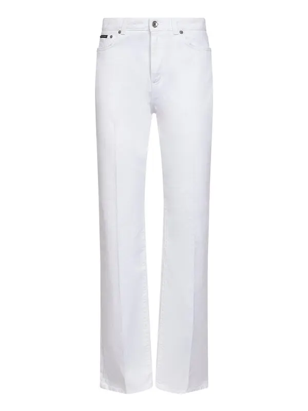 Dolce & Gabbana White Cotton Flared Jeans - Multicolor