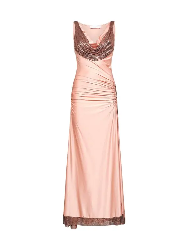 Rabanne Viscose Jersey And Mesh Long Dress - Multicolor