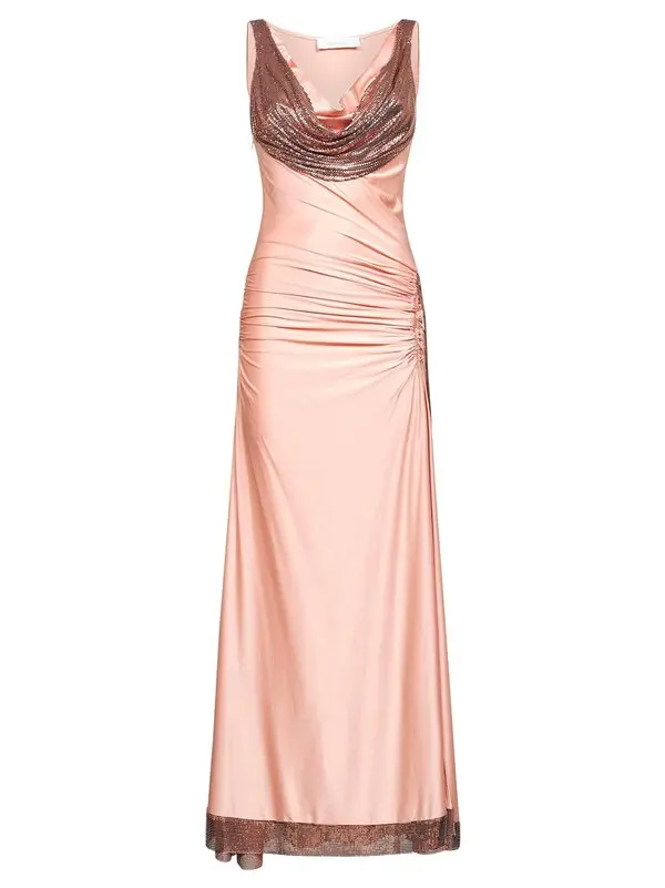 Rabanne Viscose Jersey And Mesh Long Dress - Multicolor