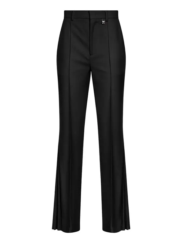 Giuseppe Di Morabito Black Virgin Wool Flared Trousers - Multicolor