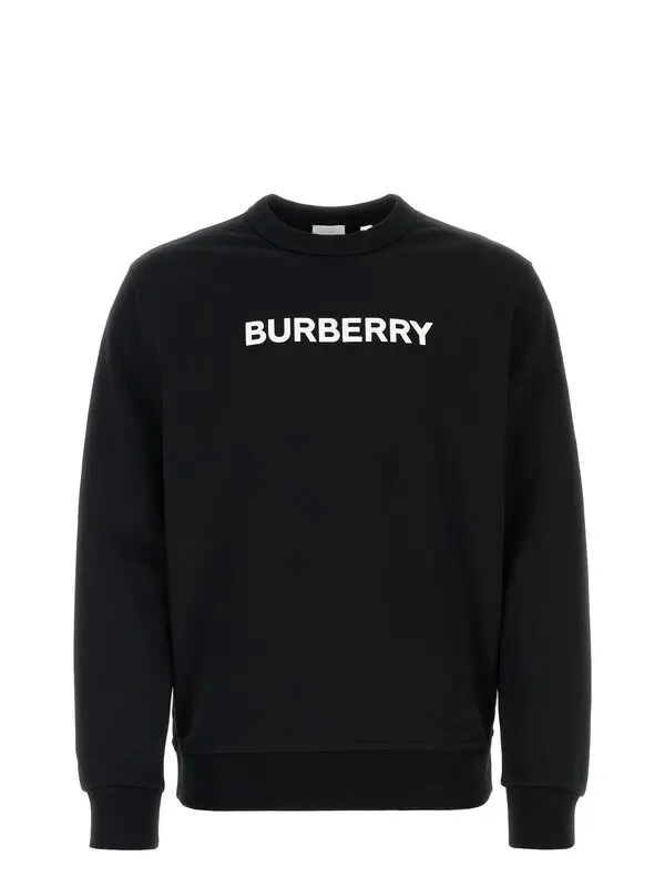 Burberry Oversize Crewneck Sweater In Stretch Cotton - Black
