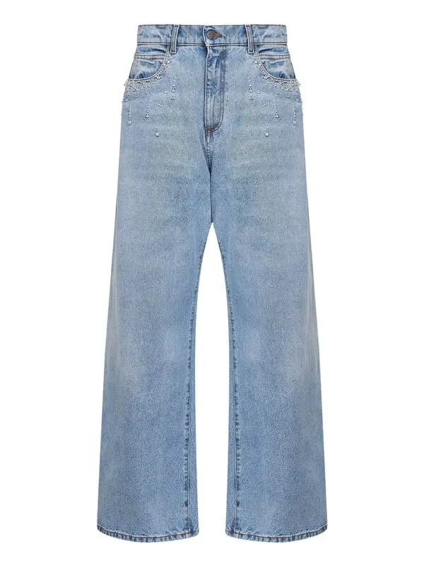 Giuseppe Di Morabito Embellished Wide Leg Denim Jeans - Multicolor