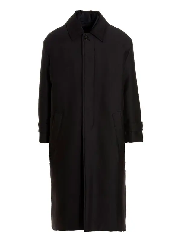Valentino Garavani Reversible Long Coat With Detachable Bomber Jacket - Black