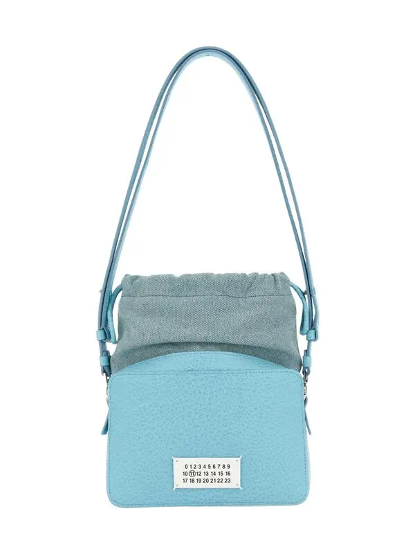 MAISON MARGIELA 5ac Bucket Bag In Leather And Fabric - Blue