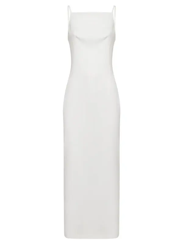 Givenchy Ivory Crepe Cady Long Dress With Slit - Multicolor