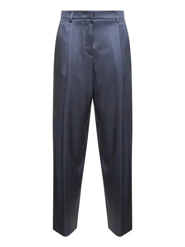 Giorgio Armani Light Blue Double Silk Satin One-pleat Trousers - Multicolor
