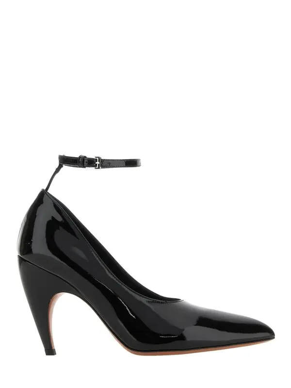 Alaïa Black Patent Leather Pumps With Ankle Strap - Multicolor