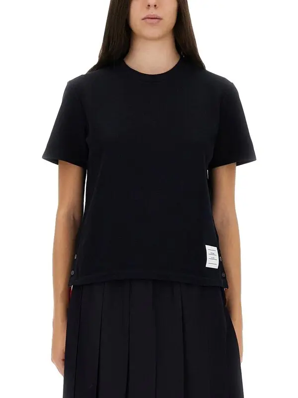 Thom Browne T-shirt With Stripes - Blue