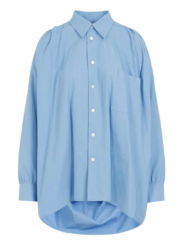 Bottega Veneta Oversized Cotton Shirt With Pleated Back - Blue