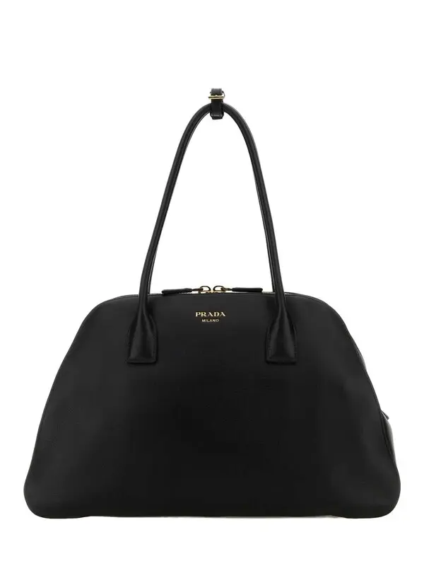 Prada Medium Leather Shopping Bag - Black