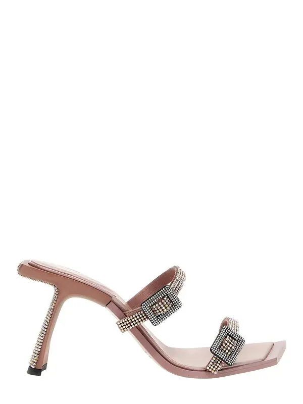 Benedetta Bruzziches Ewa Sandals With Sequins And Sculpted Heels - Pink