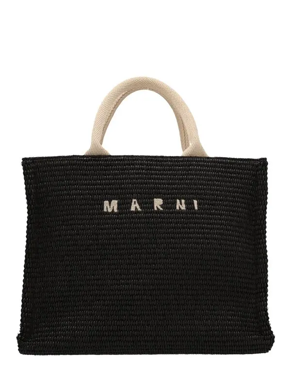 Marni Raffia Mini Tote Shopping Bag - Black