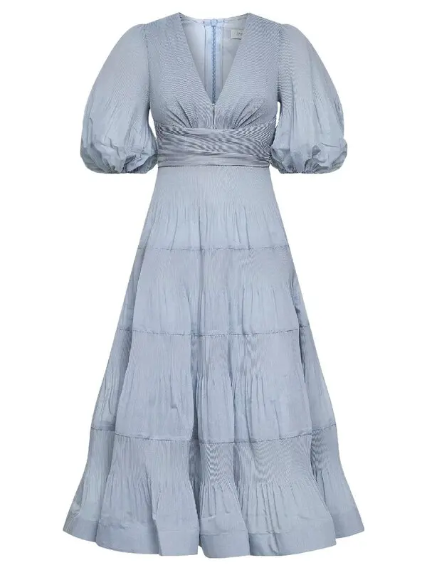 Zimmermann Steel Blue Pleated Midi Dress - Multicolor