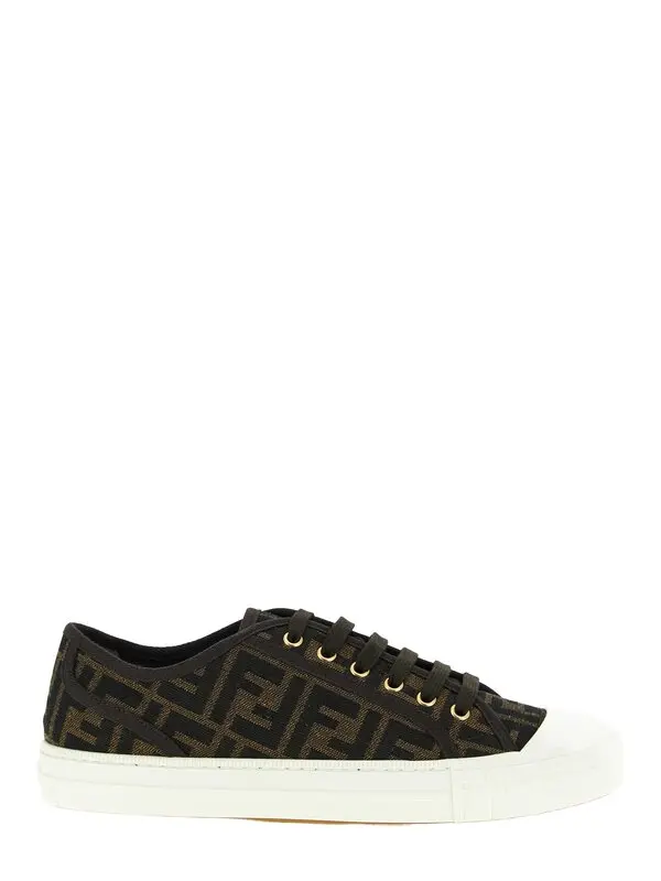 Fendi Chunky Jacquard Logo Lace-up Sneakers - Brown