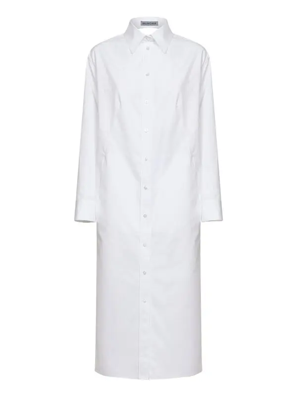 Balenciaga Cotton Poplin Draped Back Shirt Dress - Multicolor