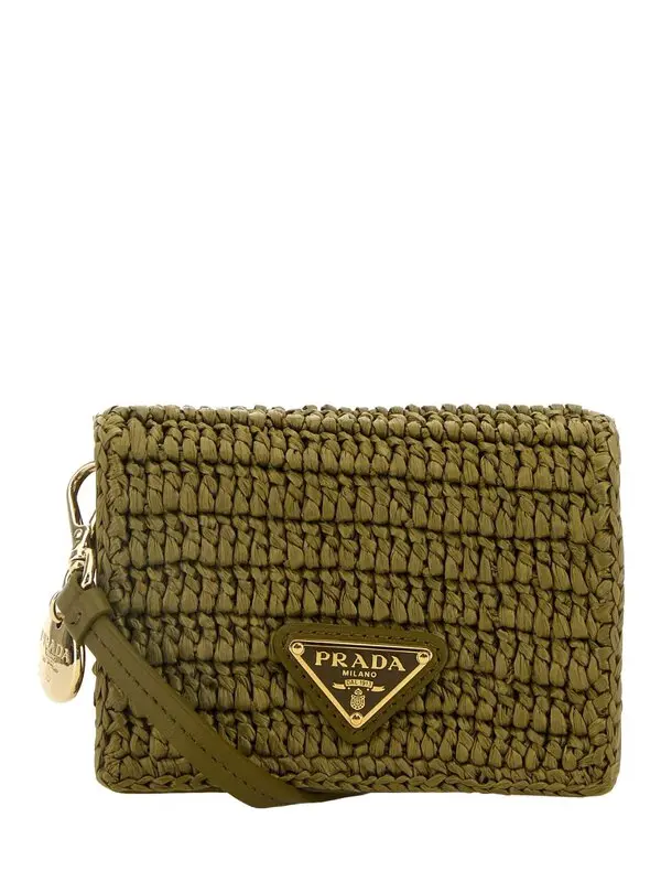 Prada Raffia Card Holder - Green