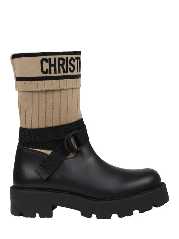 Dior D-major Logo Leather Boots - Black