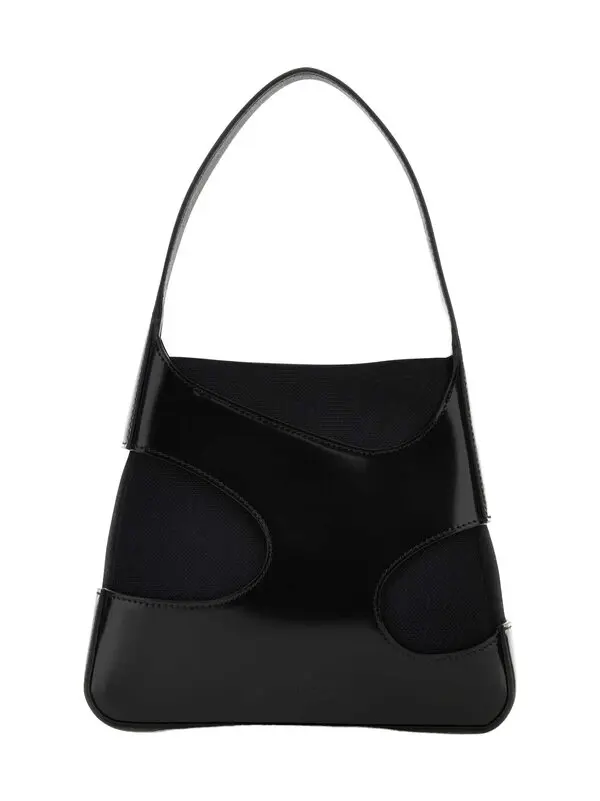 FERRAGAMO Leather And Canvas Cut Out Handbag - Black